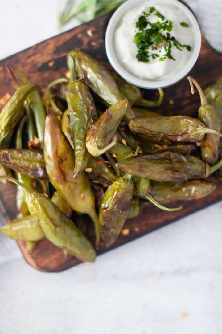 Air-Fried Shishito Peppers with Dipping Sauce - Keesha's Kitchen