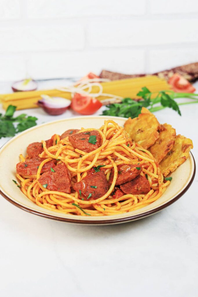 Creamy Dominican Spaghetti with Salami for Dinner Tonight