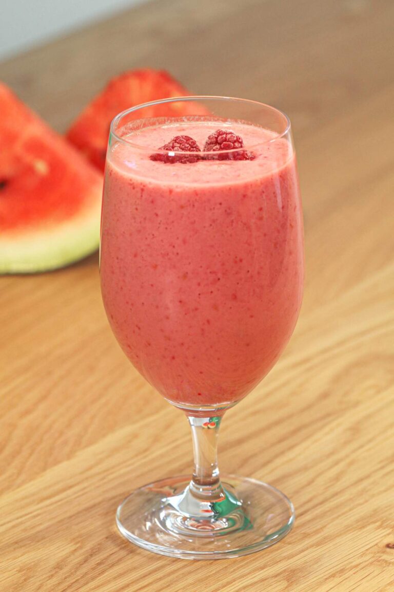Refreshing Watermelon Raspberry Smoothie - Keesha's Kitchen